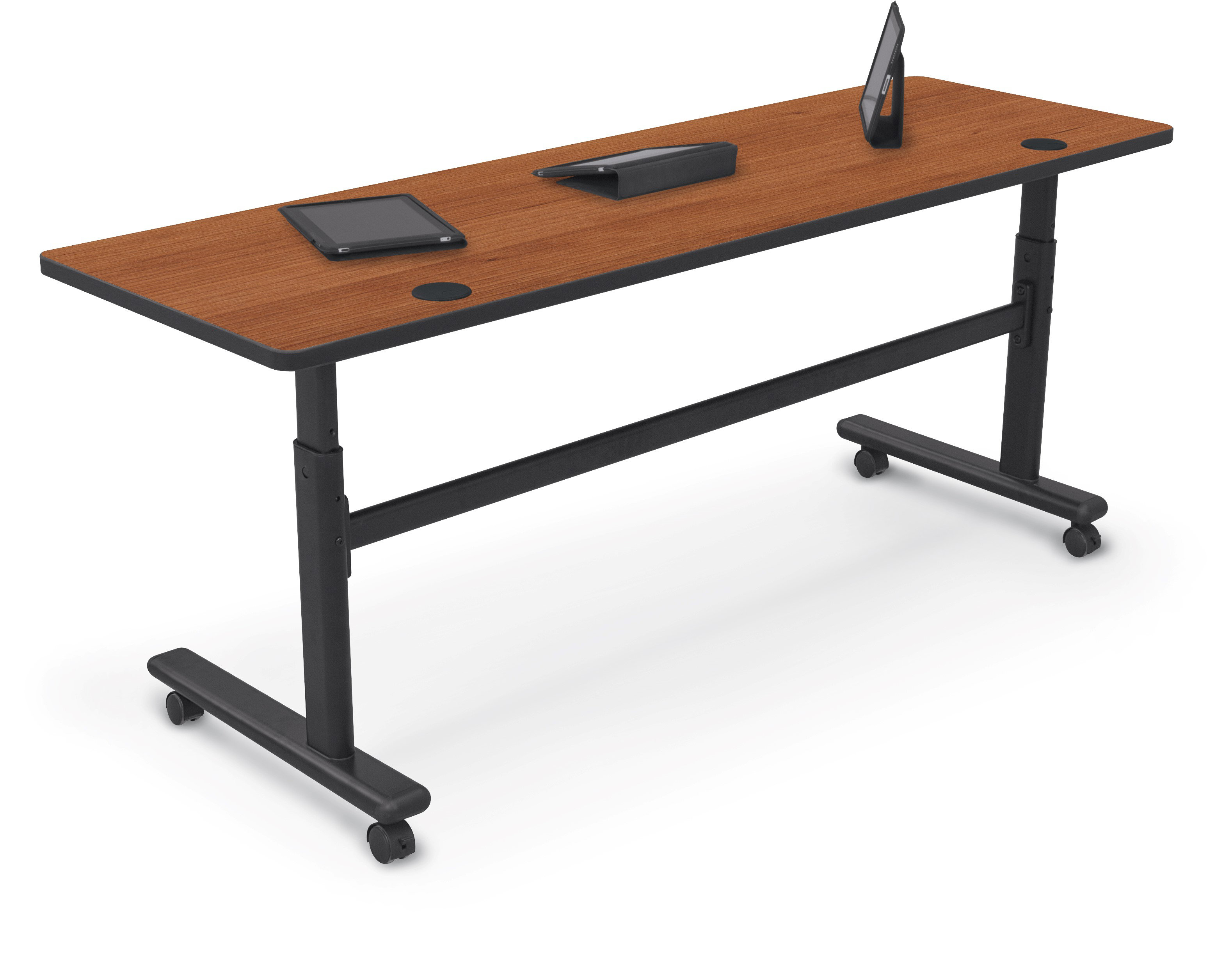 MooreCo Hierarchy Rectangle Height Adjustable Flip Top Training Table ...