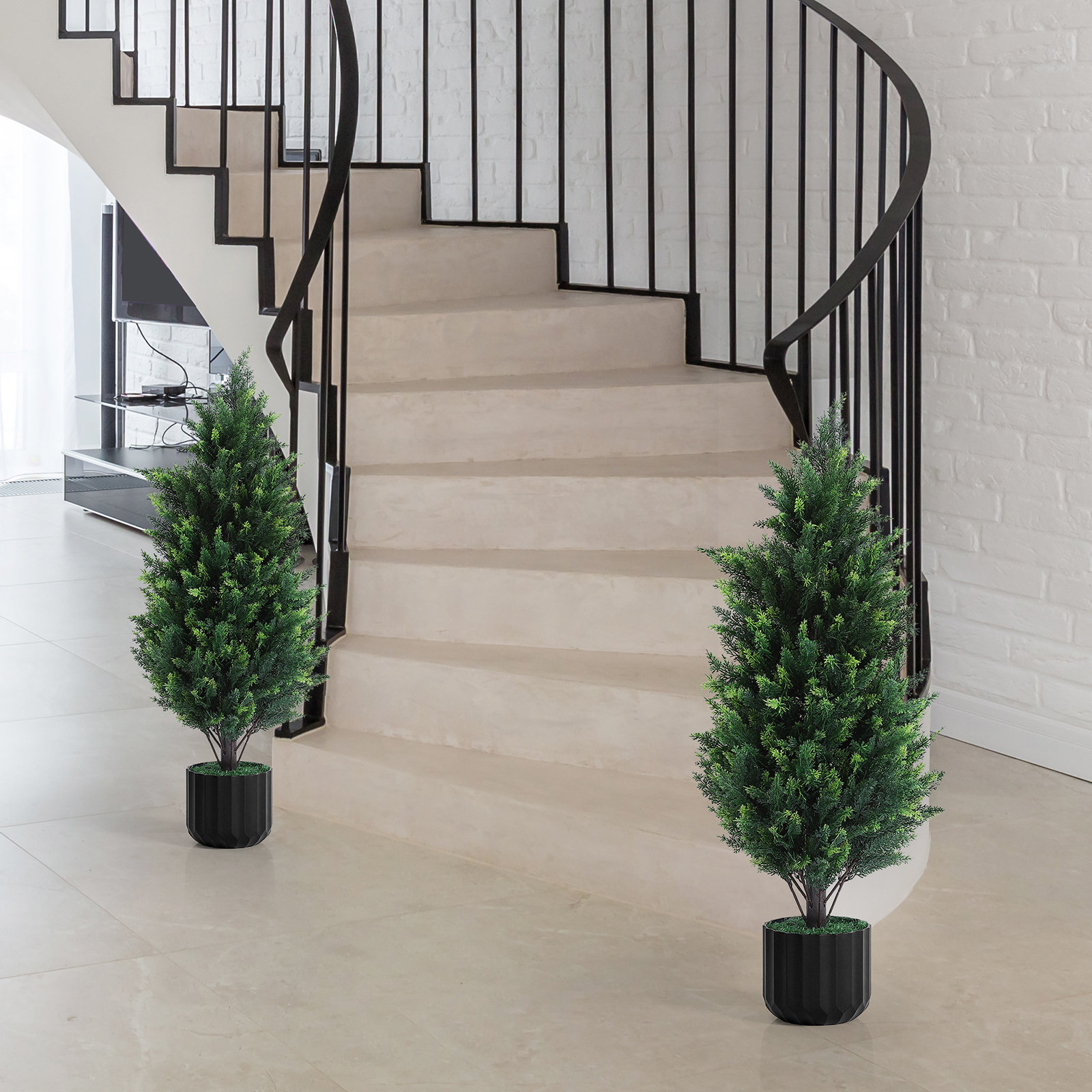 Primrue 2-Pack 3Ft Artificial Cedar Trees (90Cm) - Indoor/Outdoor Fake ...