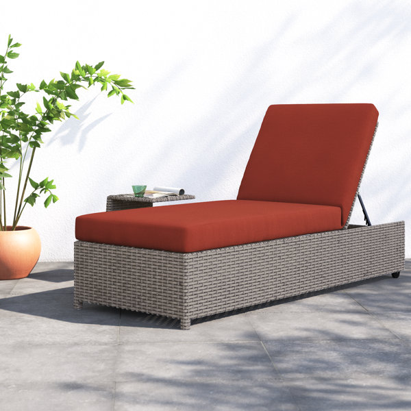 Beachcrest Home Ertha Outdoor Wicker Chaise Lounge with Table | Wayfair