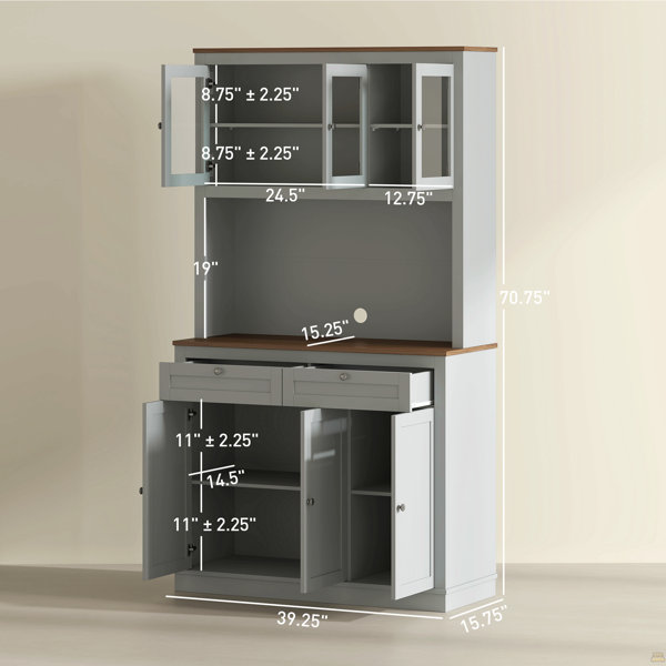 Hokku Designs Armoire de cuisine avec support pour micro-ondes, huche ...