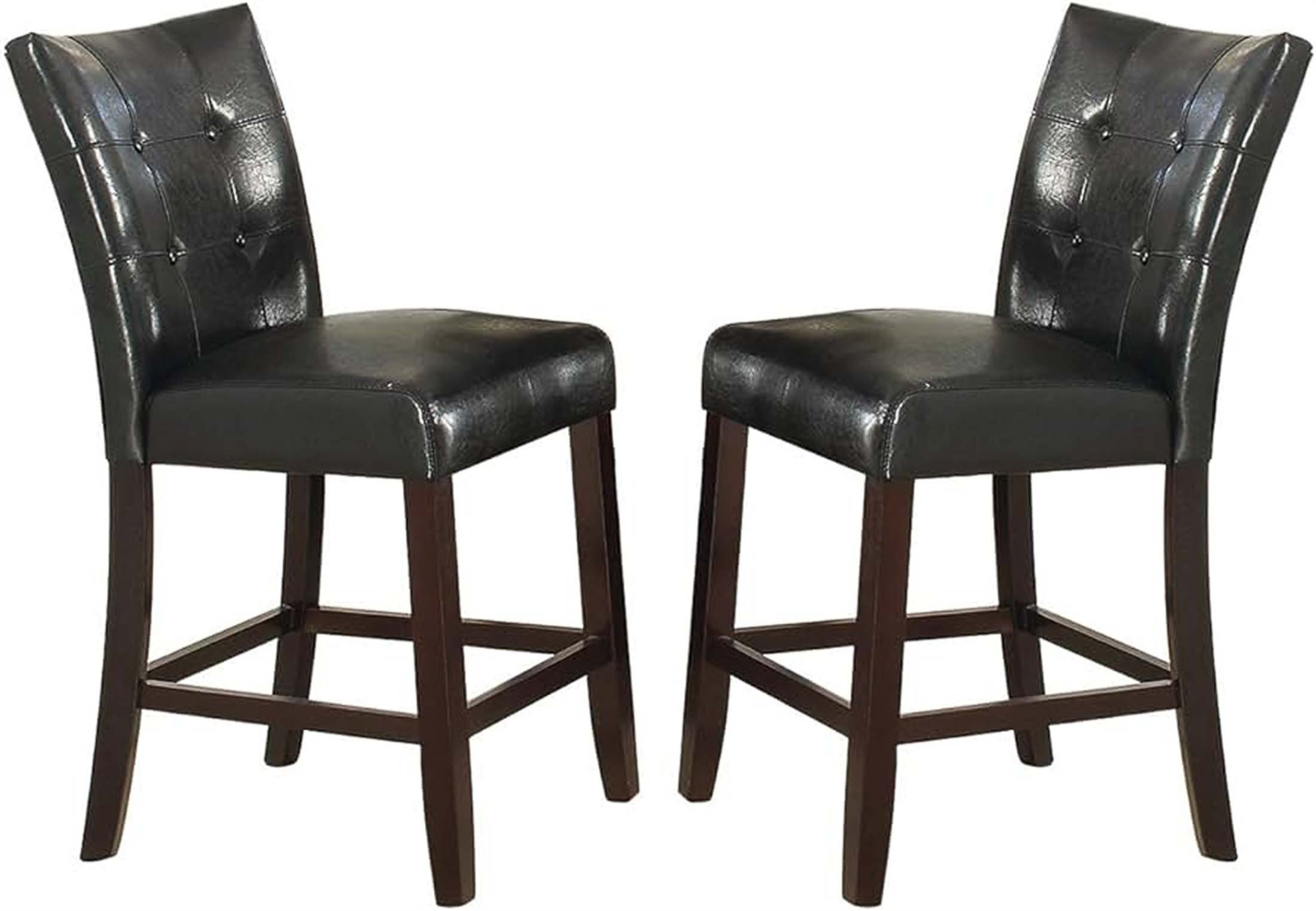 Wildon Home® Modern Counter Height Chairs Black Faux Leather Tufted Set of 2 High Chairs Dining ...