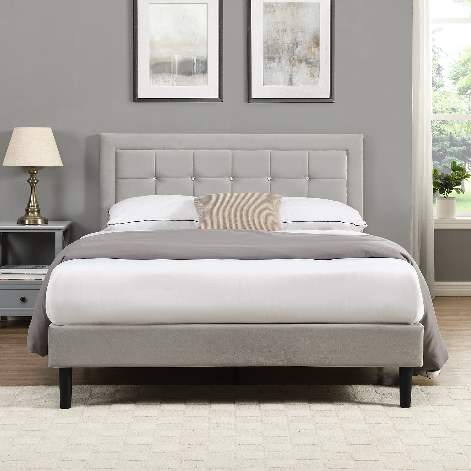 Ebern Designs Arvine Upholstered Bed Frame & Reviews | Wayfair.co.uk