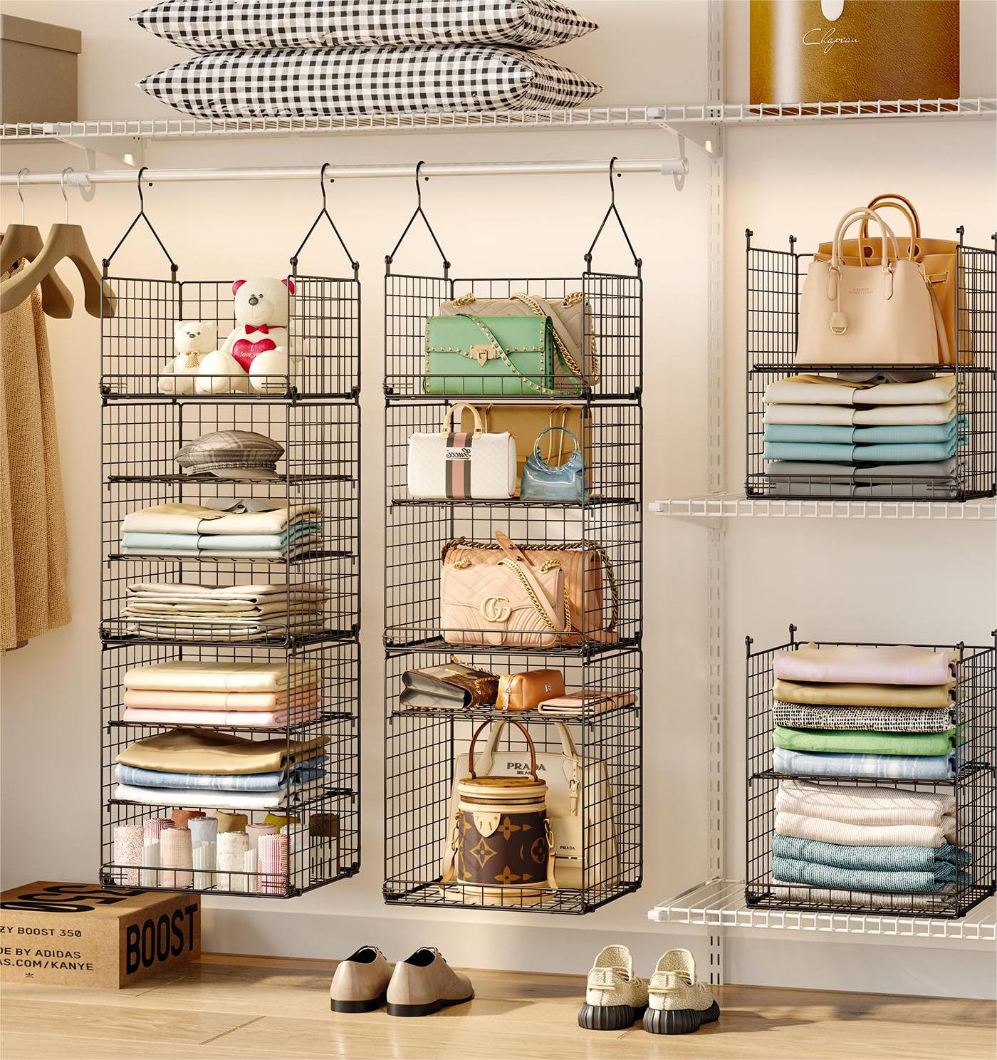 COOREL 7 Tier Hanging Closet Organizer And Storage, Collapsible Closet ...