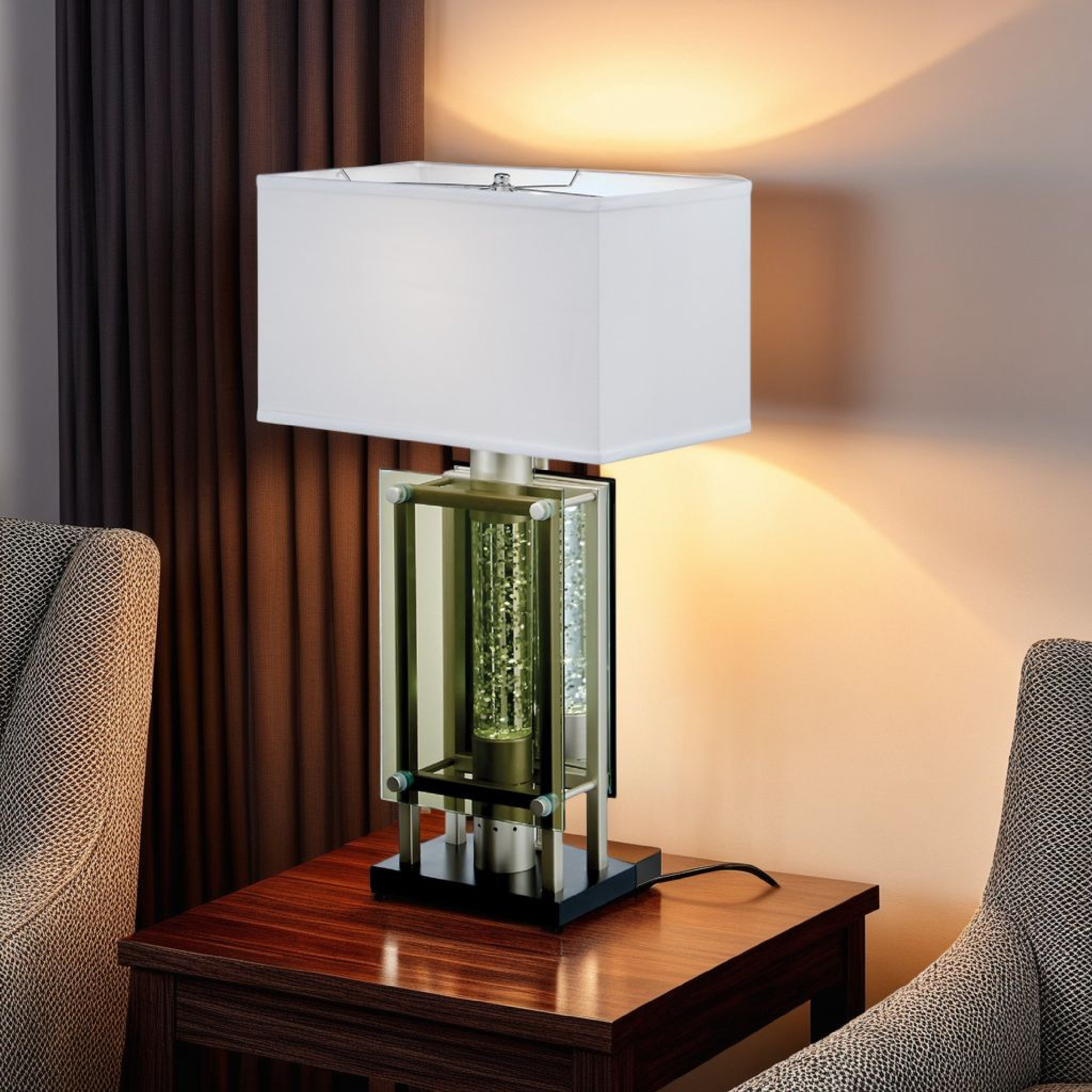 Benjara Saba Table Lamp With 3 Bulb, 4 Way Socket Switch, Silver Metal ...