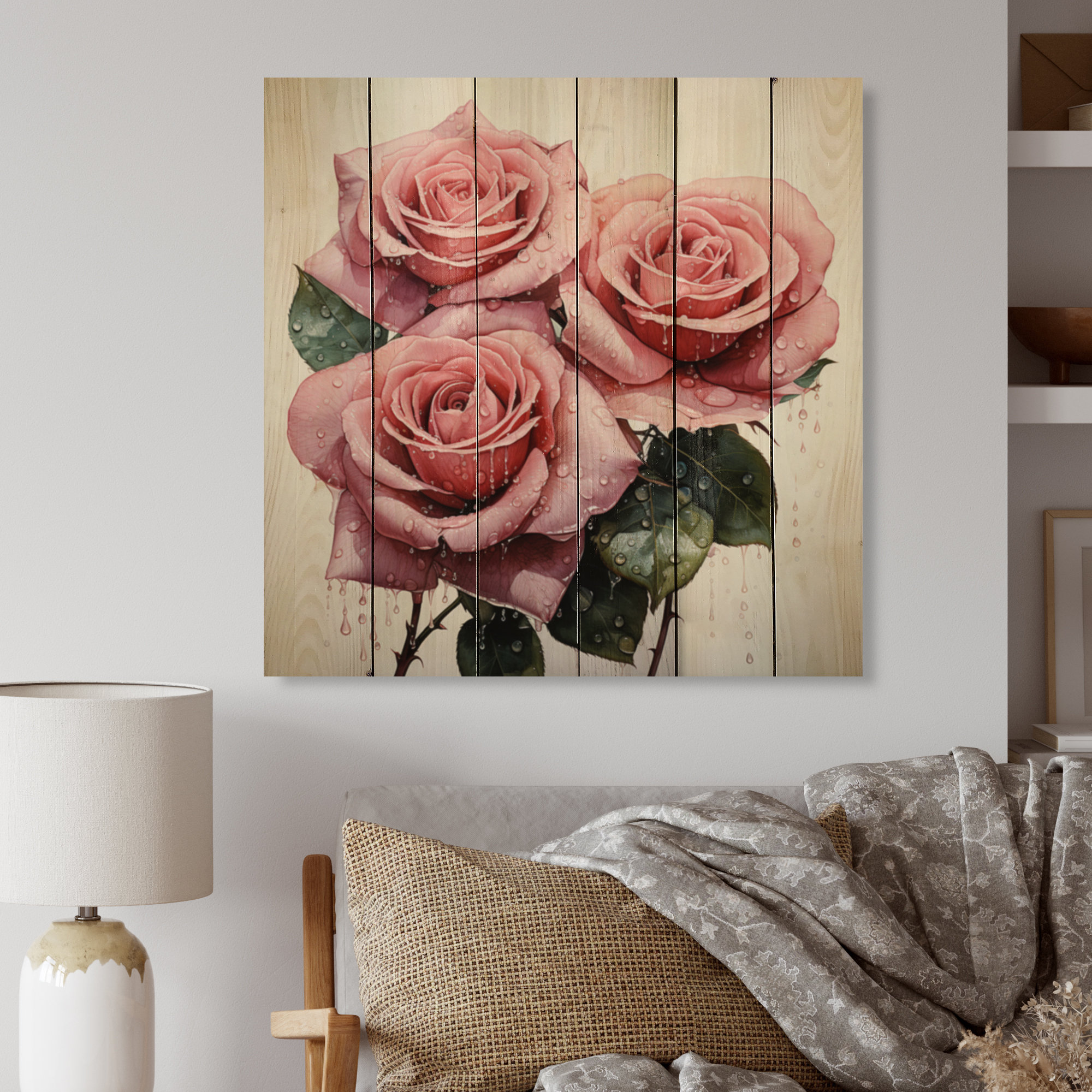 Red Barrel Studio® Pink Graceful Rose Pointillism I - Floral Print on ...