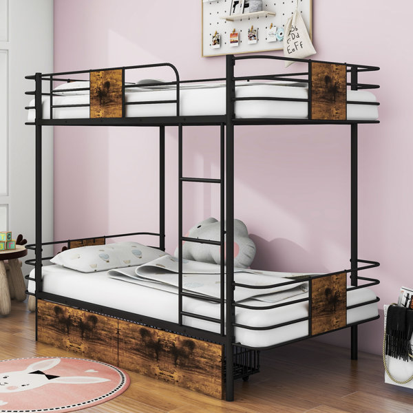Mason & Marbles Anastacia Twin XL Over Twin XL Metal Bunk Bed With ...