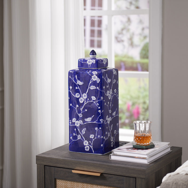 Charlton Home® Daouia 17.72" Handmade Blue White Chinoiserie Ceramic ...