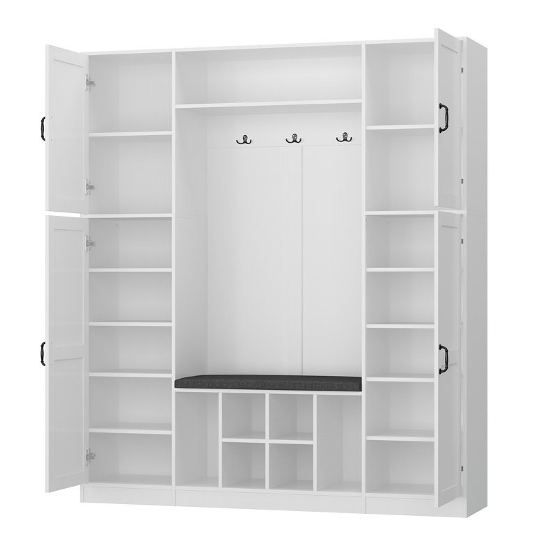 Lark Manor Apryl Hall Tree 65.4'' Wide with Bench and Shoe Storage ...