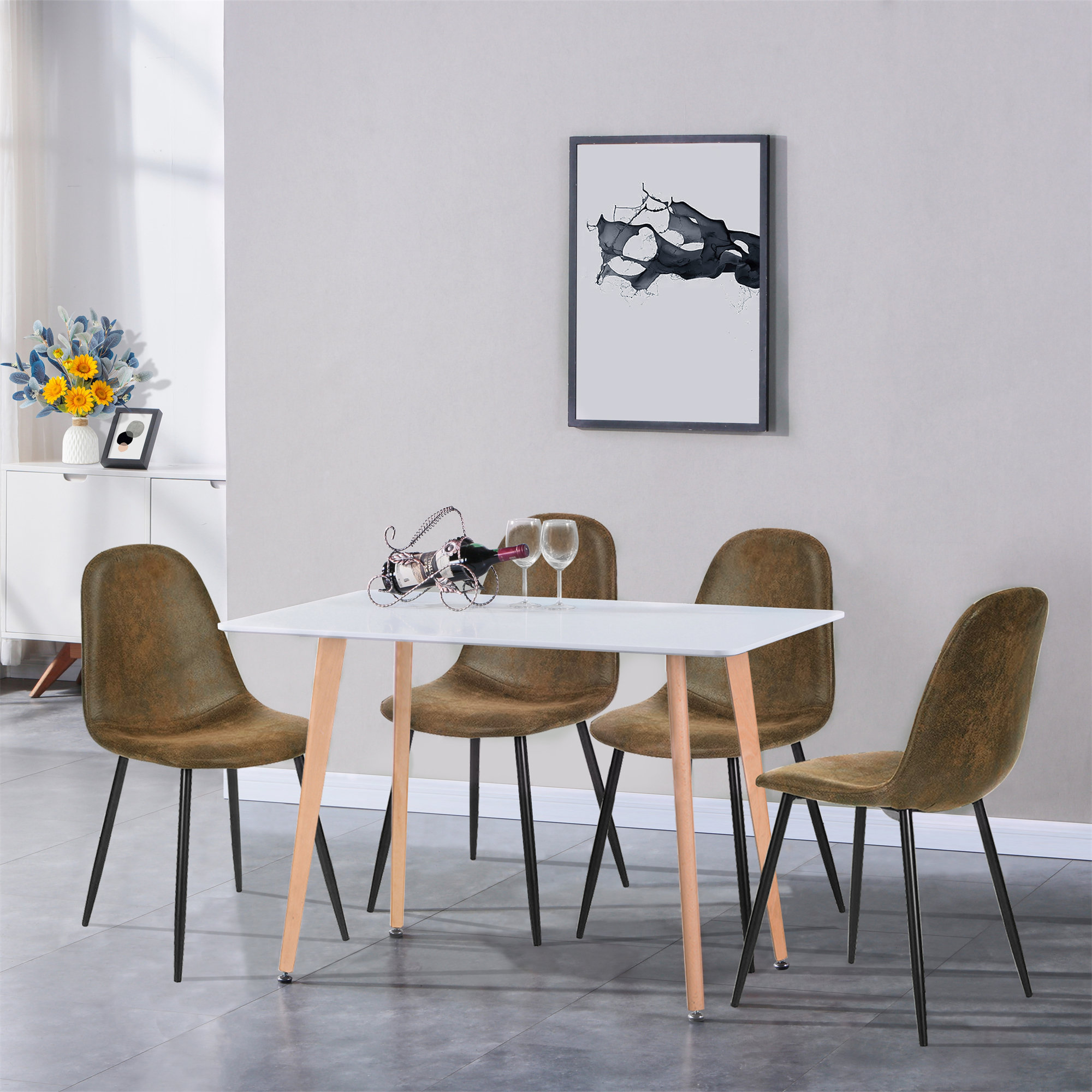 George Oliver 4-Person Dining Table Set, Dining Room Set With 1 ...