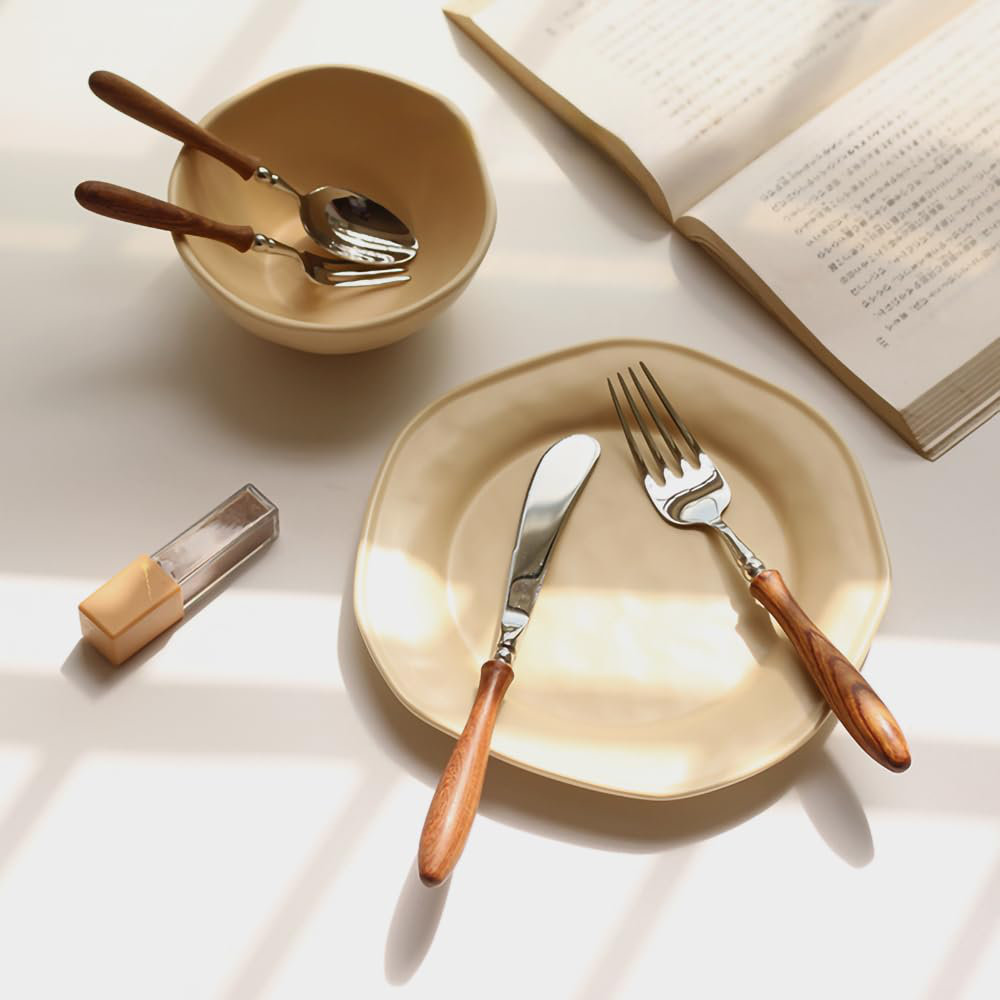 Lark Manor™ Pearwood Handle Silverware Set - 6-Piece Stainless Steel ...