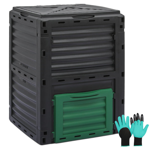 MoNiBloom 80 Gallon Outdoor Compost Bin, Composter Box with Gloves and ...