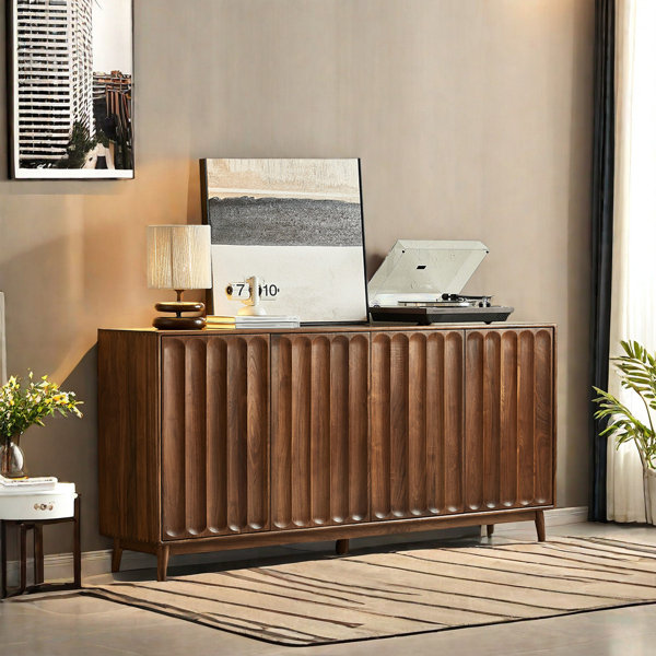 BEMA STONE LLC Japanese Minimalist Accent Cabinet Solid Wood Accent ...