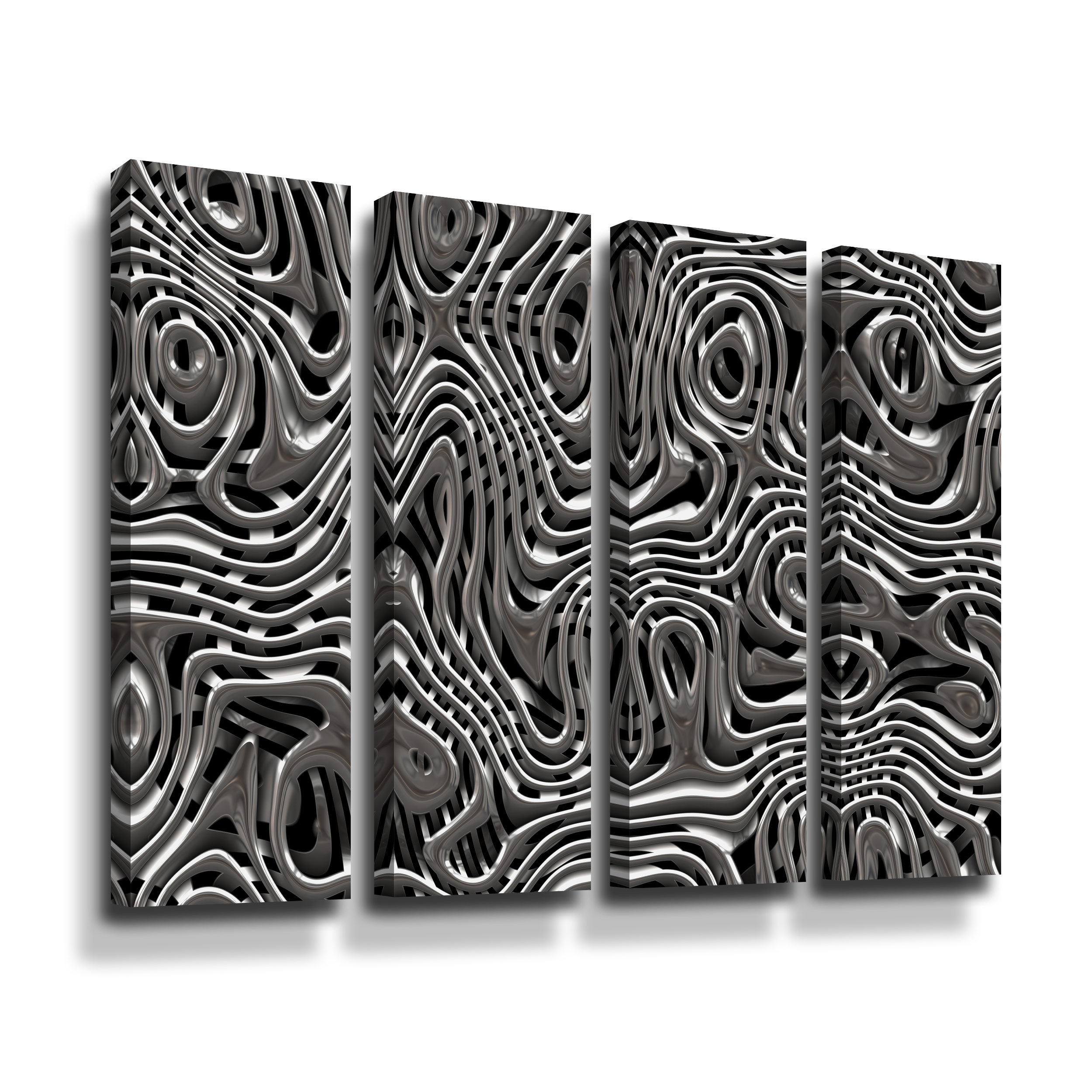 Ivy Bronx Chrome Weave - 4 Piece Print on Canvas | Wayfair