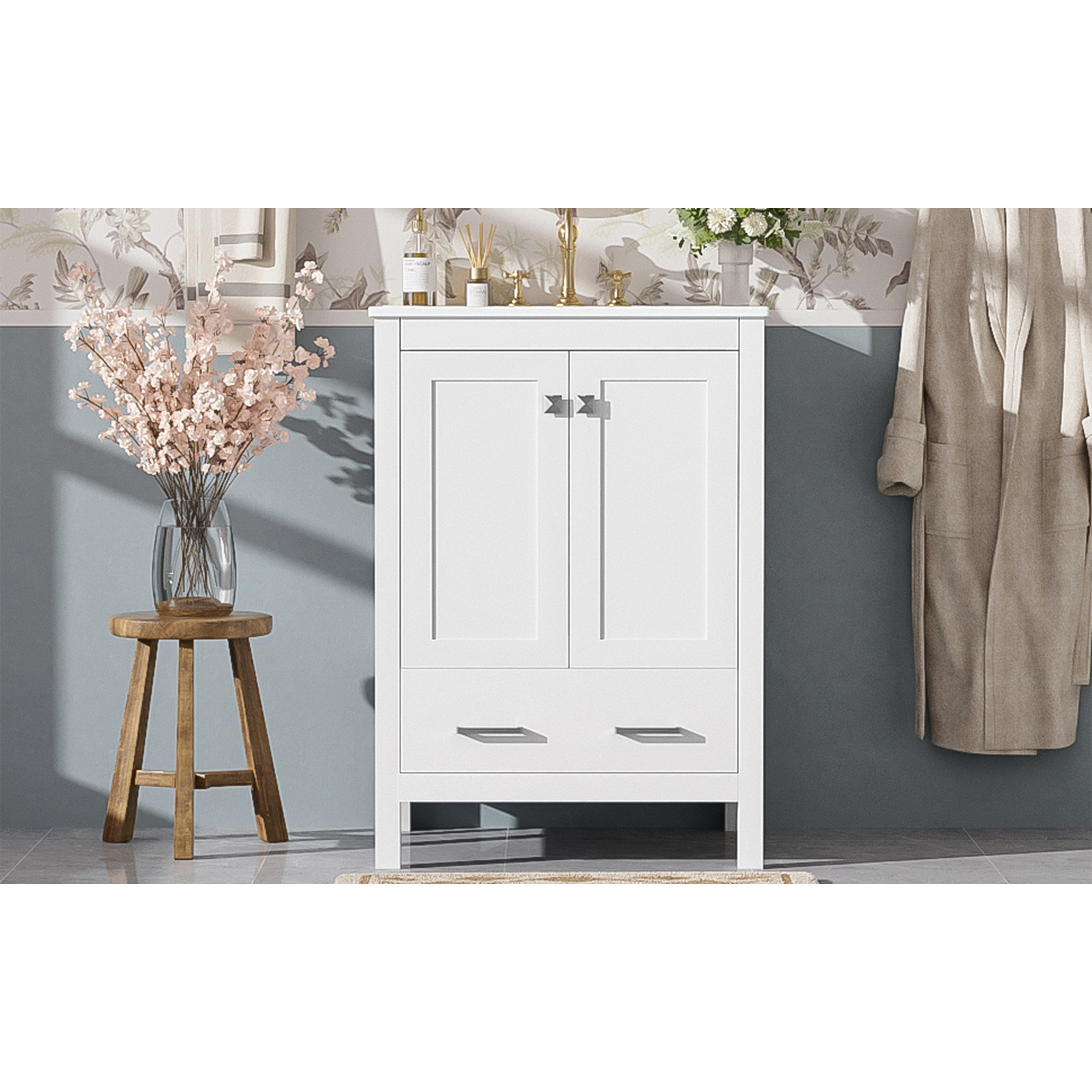 Latitude Run® 24-Inch Bathroom Vanity With Integrated Undermount Basin ...