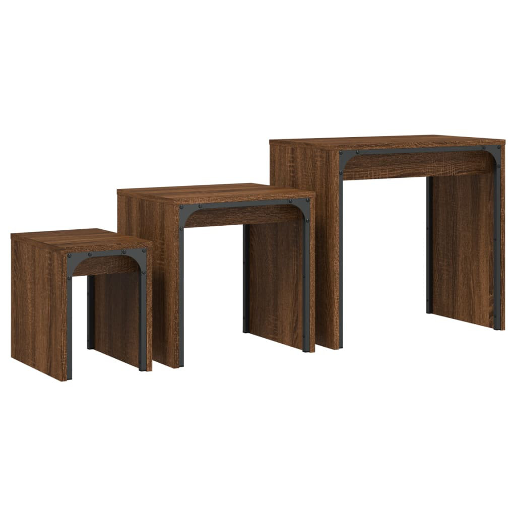 vidaXL Nesting Coffee Tables Stacking Nightstands Side Table Engineered ...