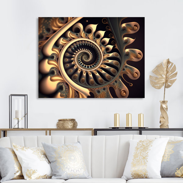 Langley Street Mashburn " Golden Fractal Bliss II " Painting on Metal ...