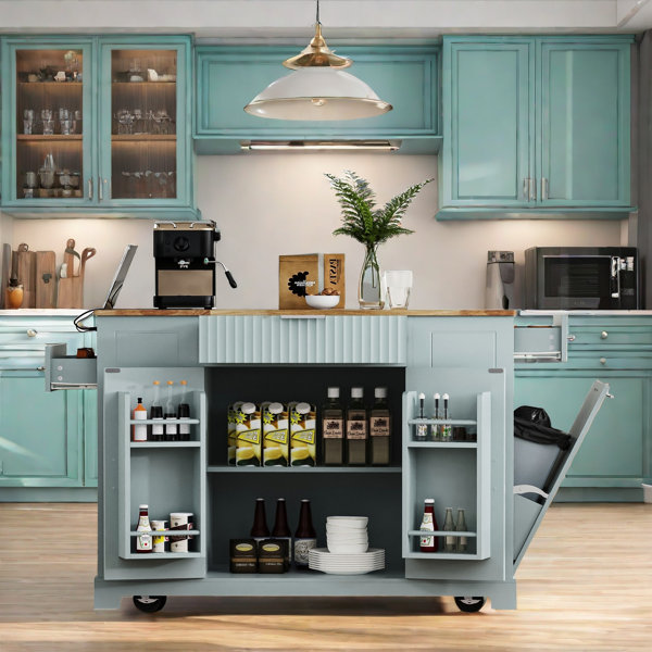 Rolling Island Cart For Kitchen Lark Manor Fluted Kitchen Island With ...