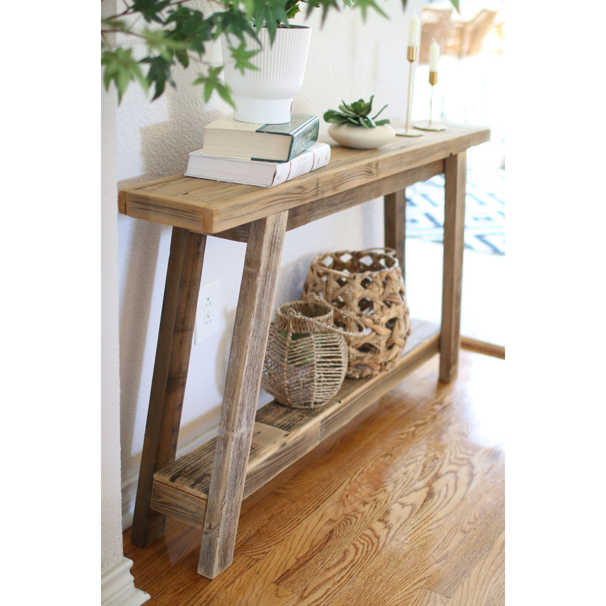 August Grove® The Camden Console – Reclaimed Wood Table With Recessed ...