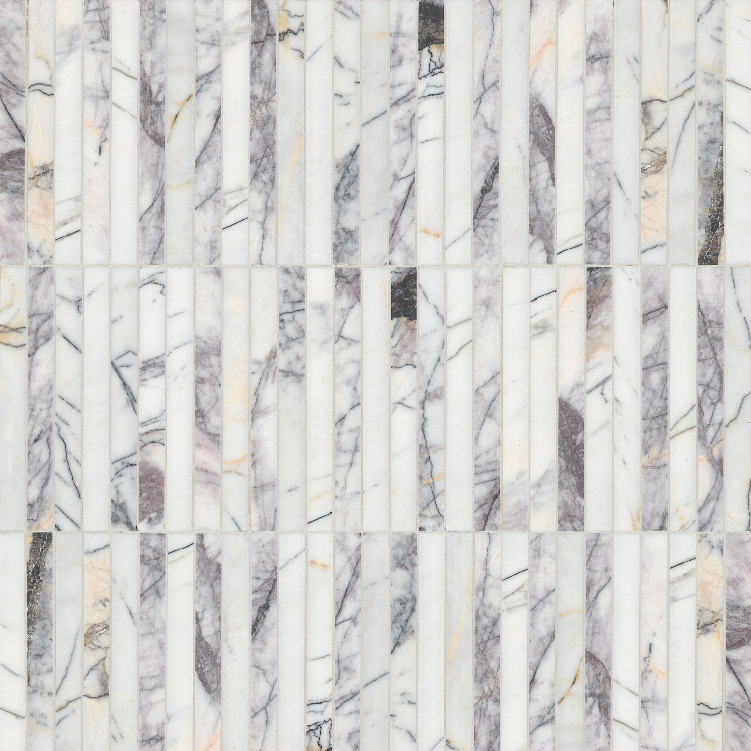 Ackland Scollopini Lilac 11” x 12” 3D Concave Honed Marble Mosaic Wall ...