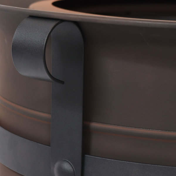 Arlmont & Co. Sanad 23" Round Wood-Burning Bronze Finish Steel Cauldron ...