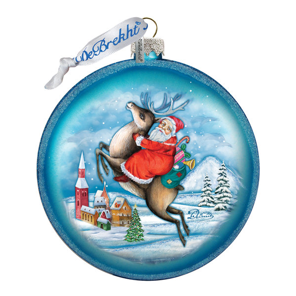 G Debrekht Holiday Splendor Reindeer Santa Ball Ornament | Perigold
