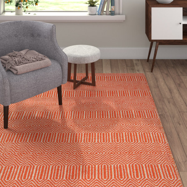 Wade Logan Mosig Geometric Hand Woven Orange Area Rug & Reviews ...