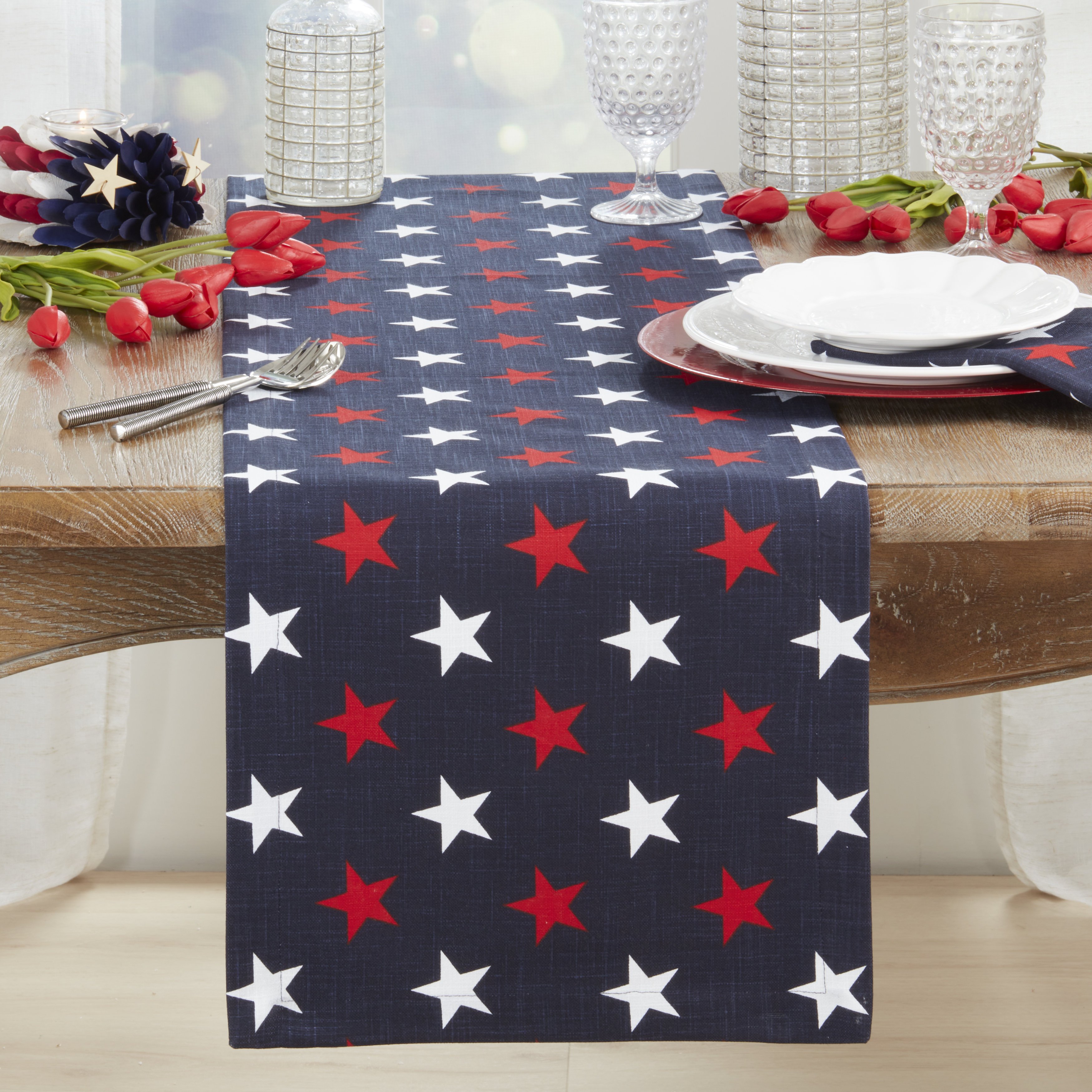 Saro Patriotic Americana Stars Table Runner | Wayfair