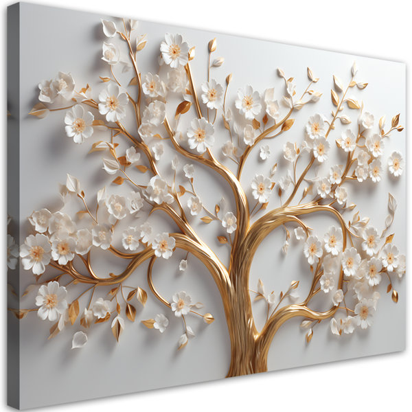 Rosdorf Park 3D Golden Glamour Tree In Bloom - Print | Wayfair.co.uk