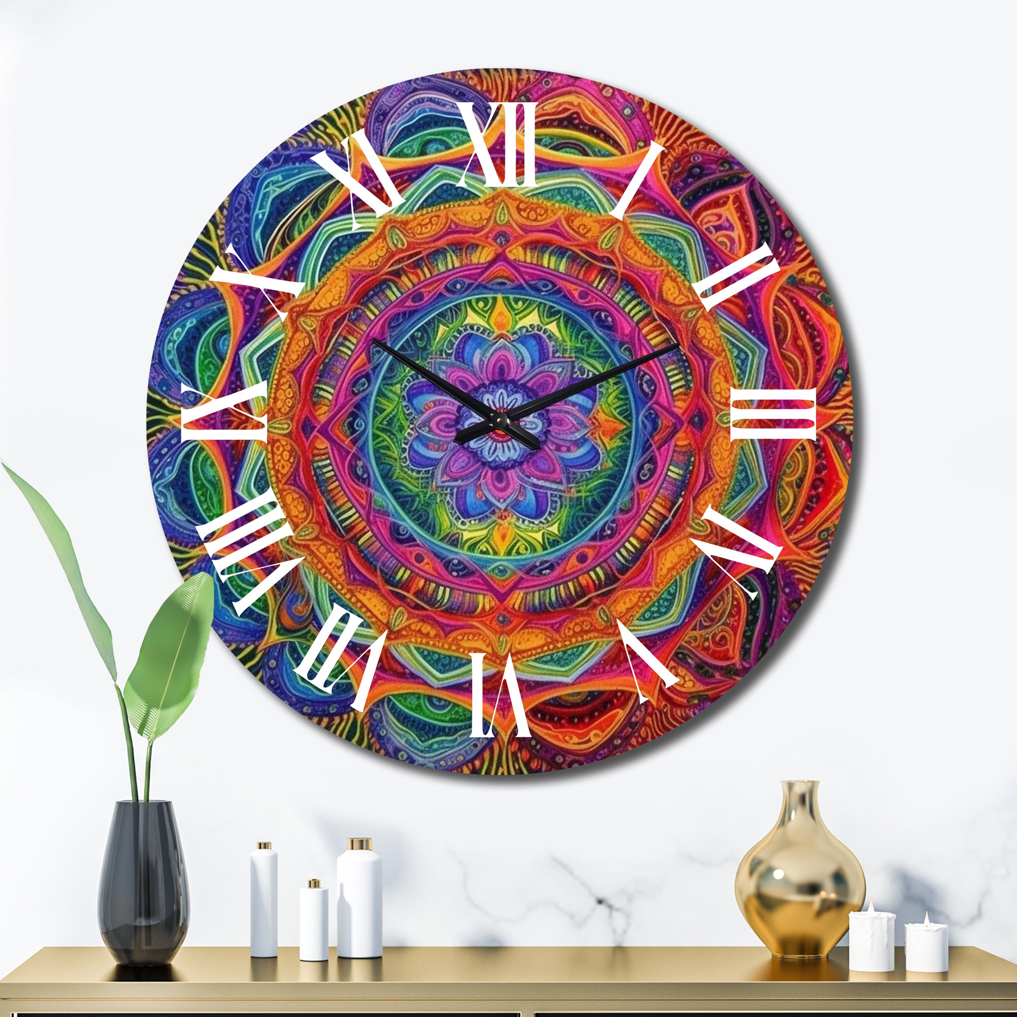 East Urban Home Sacred Mandala - Boho Mandala Wall Clock | Wayfair