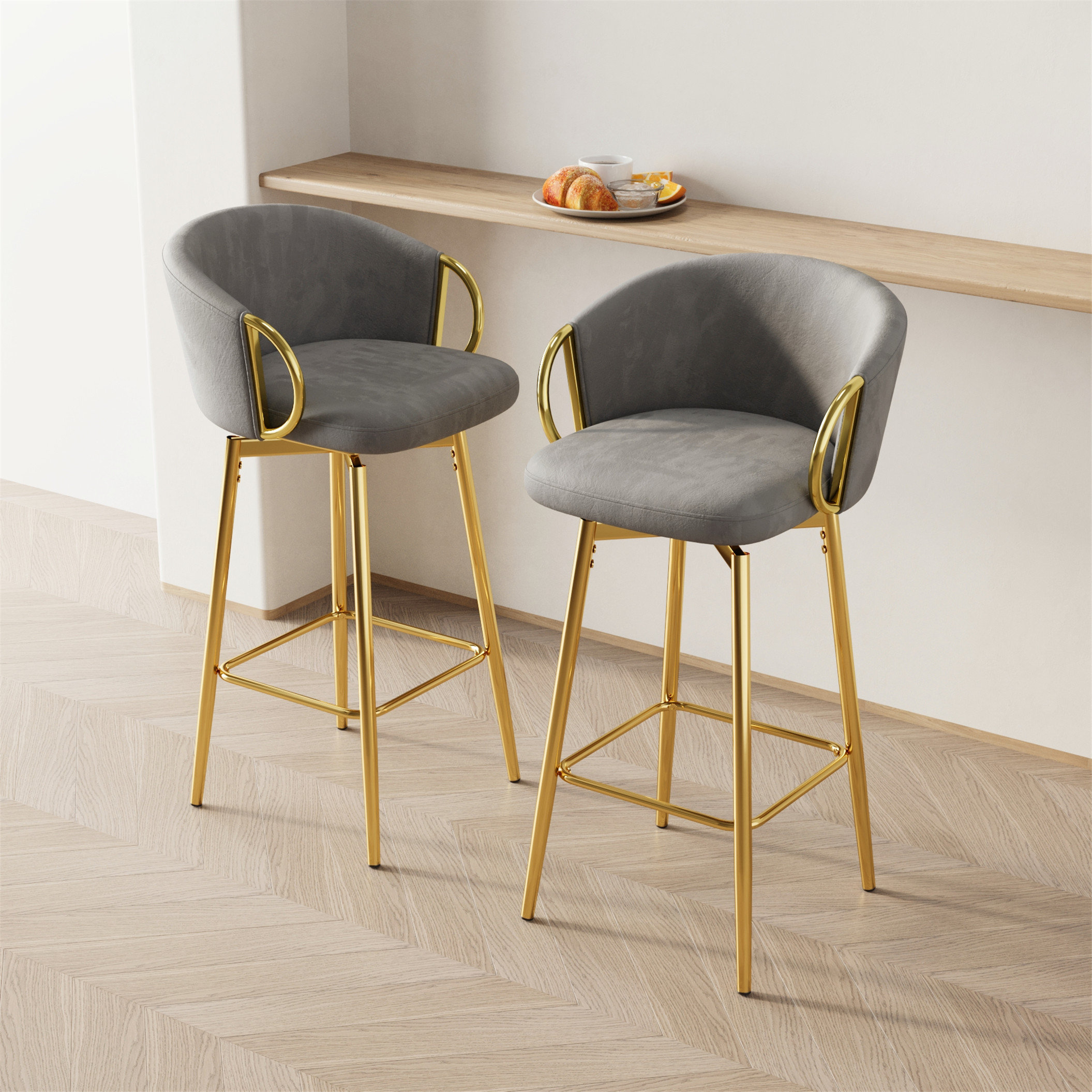 Everly Quinn Versatile Set of 2 Modern Velvet Swivel Dining Chairs for ...
