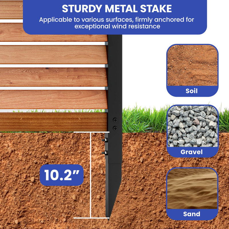 Edrosie Inc Wooden Outdoor Privacy Fence Panels with Metal Stakes for ...