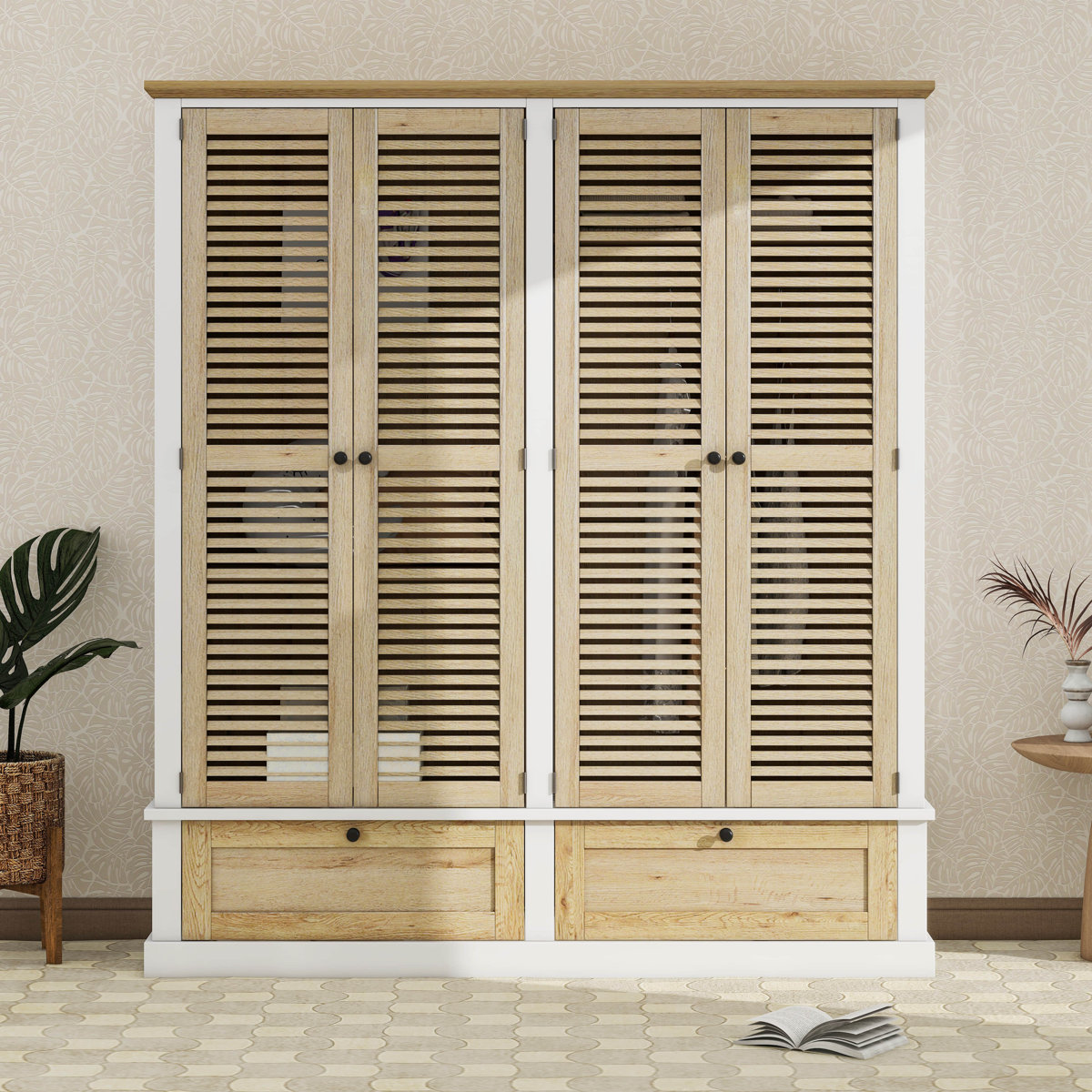 Cosmic 4 Shutter Door Wardrobe Armoire Closet With 2 Drawers | Wayfair