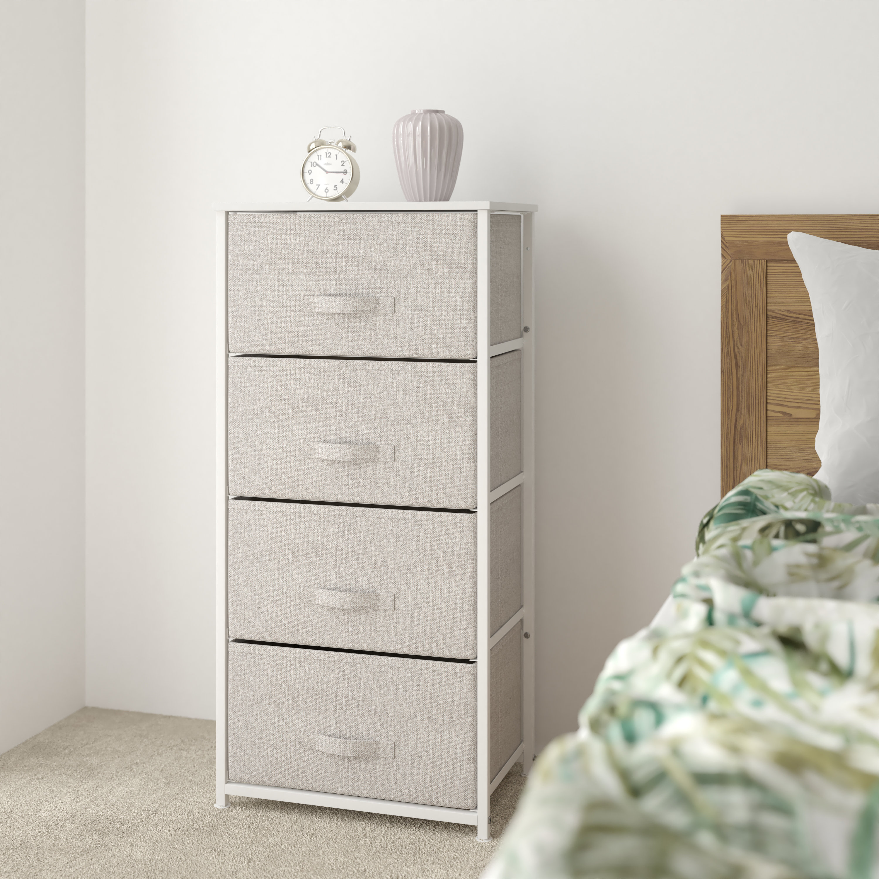 Flash Furniture Malone 4 Drawer Vertical Storage Dresser with Wood Top ...
