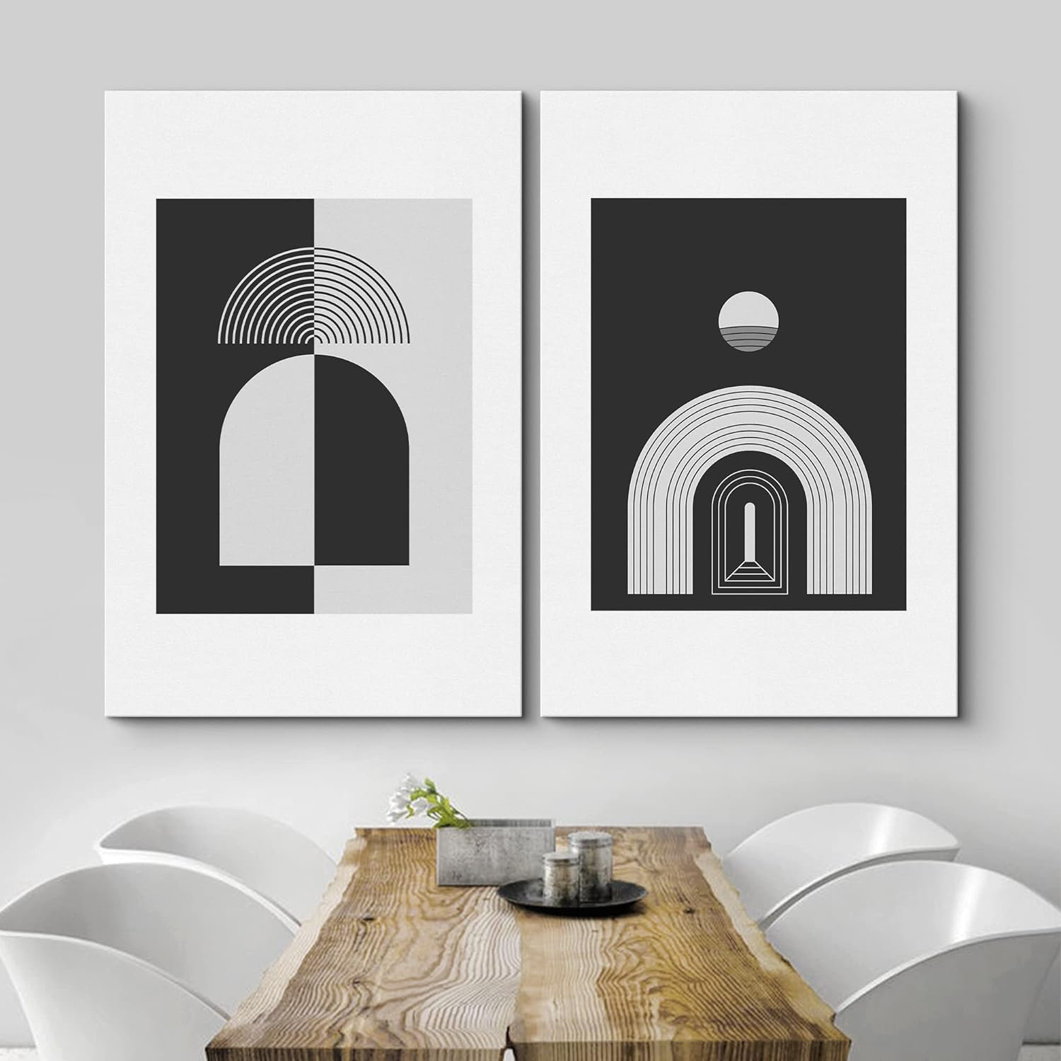 IDEA4WALL Mid Century Modern Boho Black And White Spiral Polygons ...