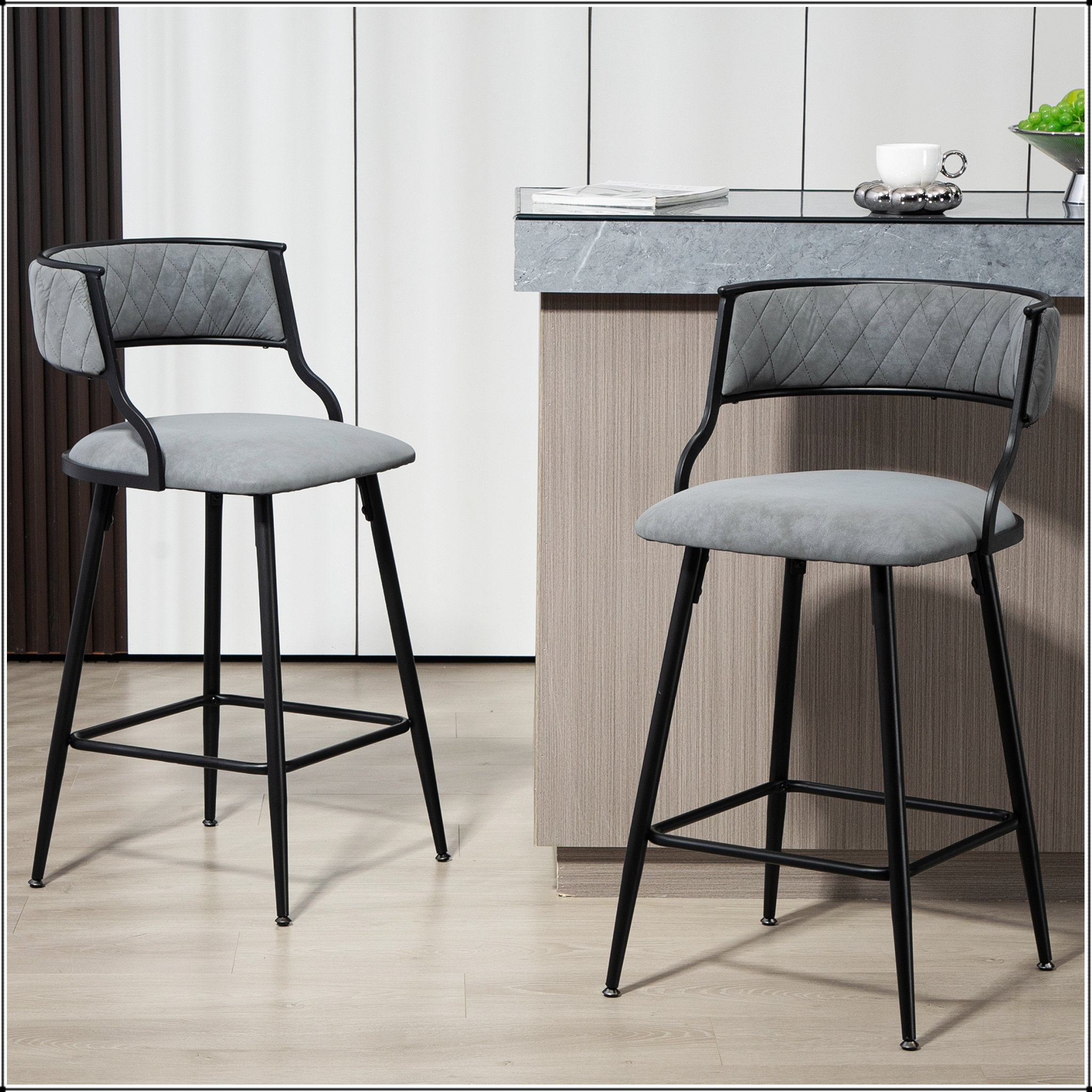 George Oliver 26'' Counter height bar stools PU cover kitchen island ...