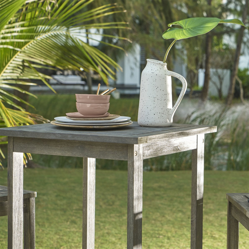 Ebern Designs Emilio Grey-Washed Farmhouse Wood Bar Table | Wayfair