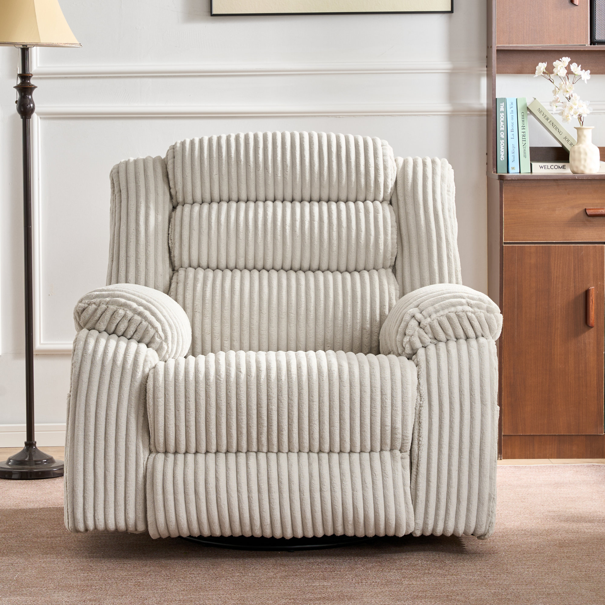 Latitude Run® Extra Wide Rocker Power Recliner Chair 270° Swivel With ...