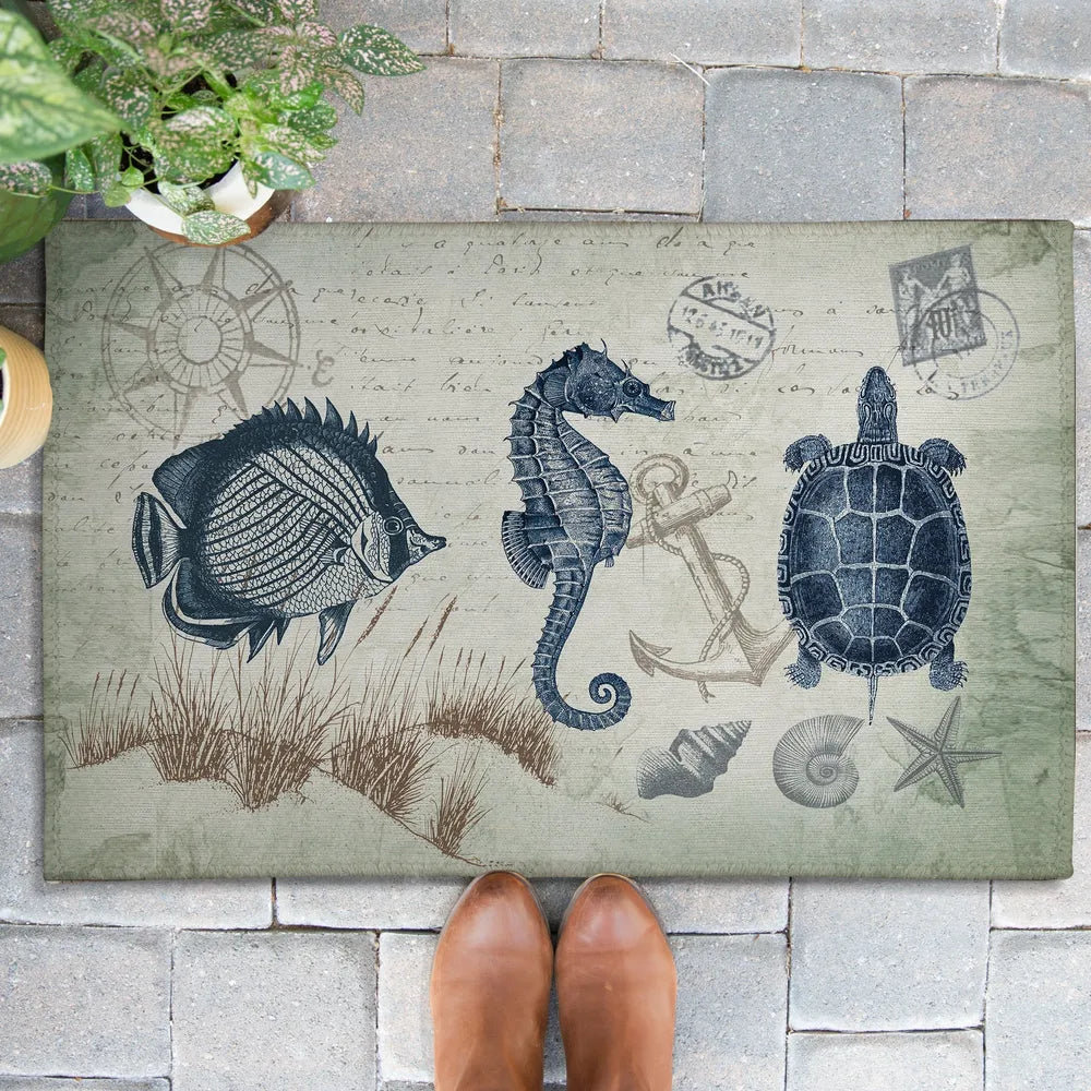 Laural Home Seaside Postcard Outdoor Door Mat | Wayfair