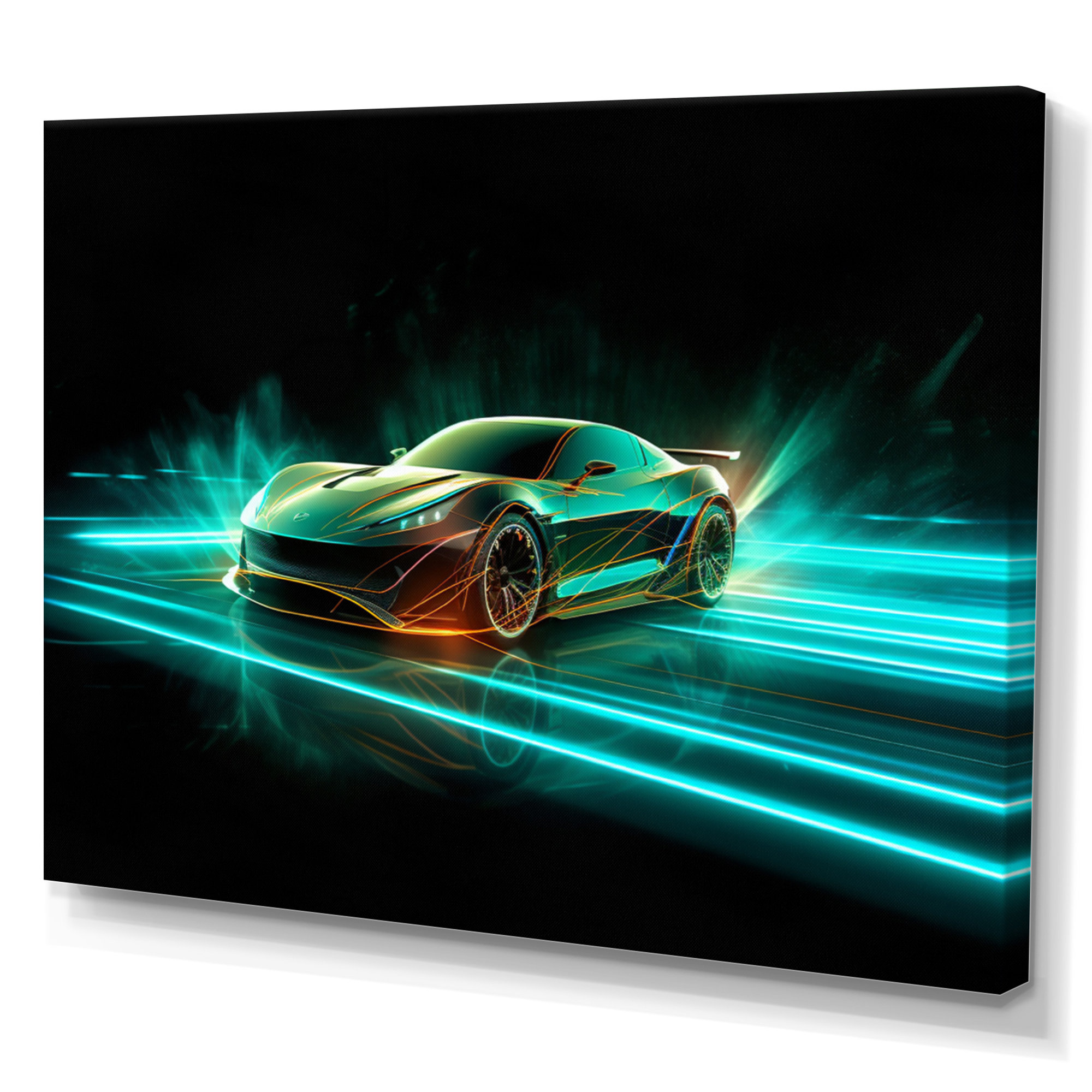 Ebern Designs Teal Neon Exotic Car III | Wayfair