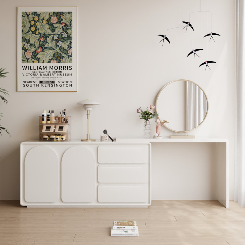 Hokku Designs Earnell Modern Home Office Expandable Dresser Desk Combo ...