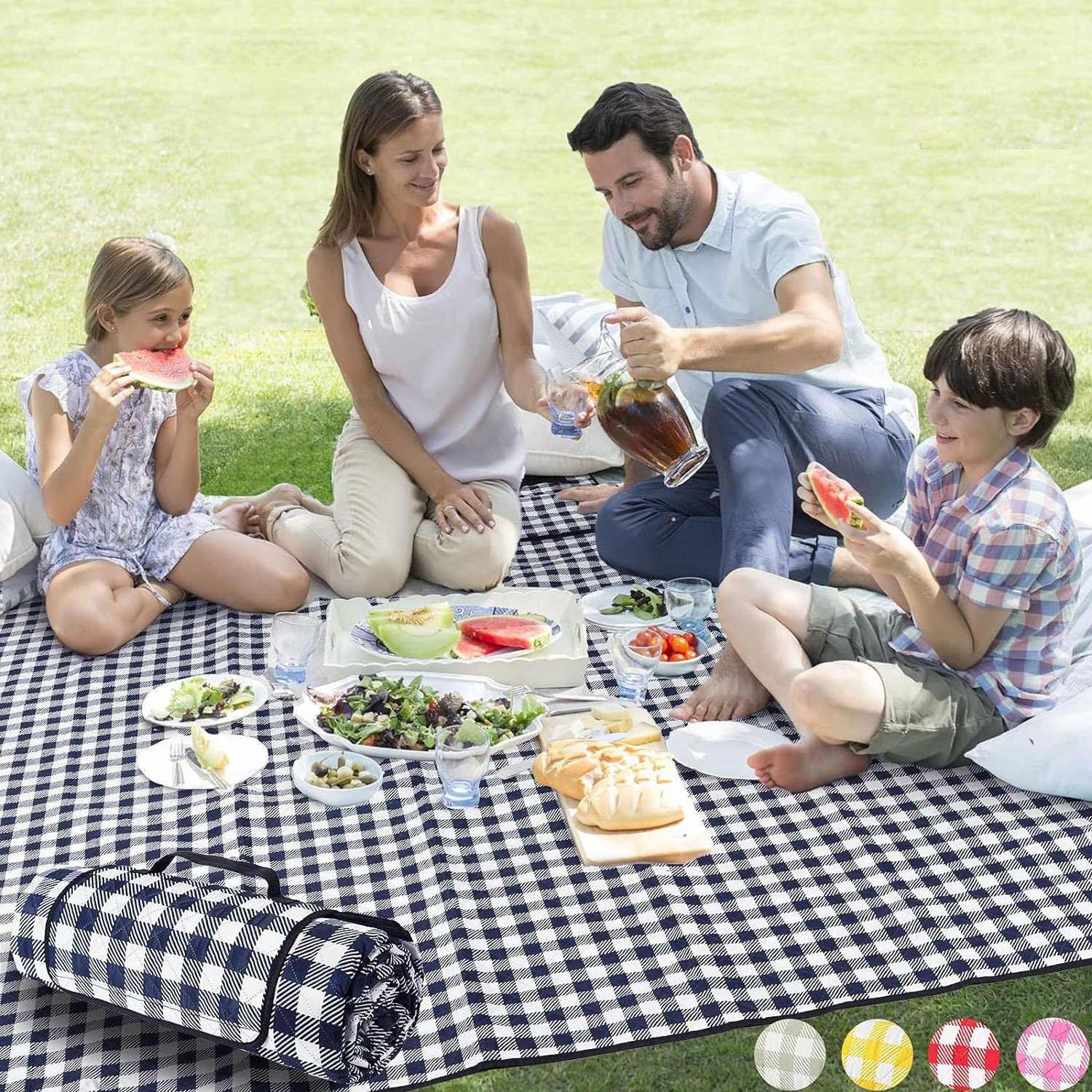 Yupget Picnic Blankets,80''x80'' Waterproof Sandproof Foldable Compact ...