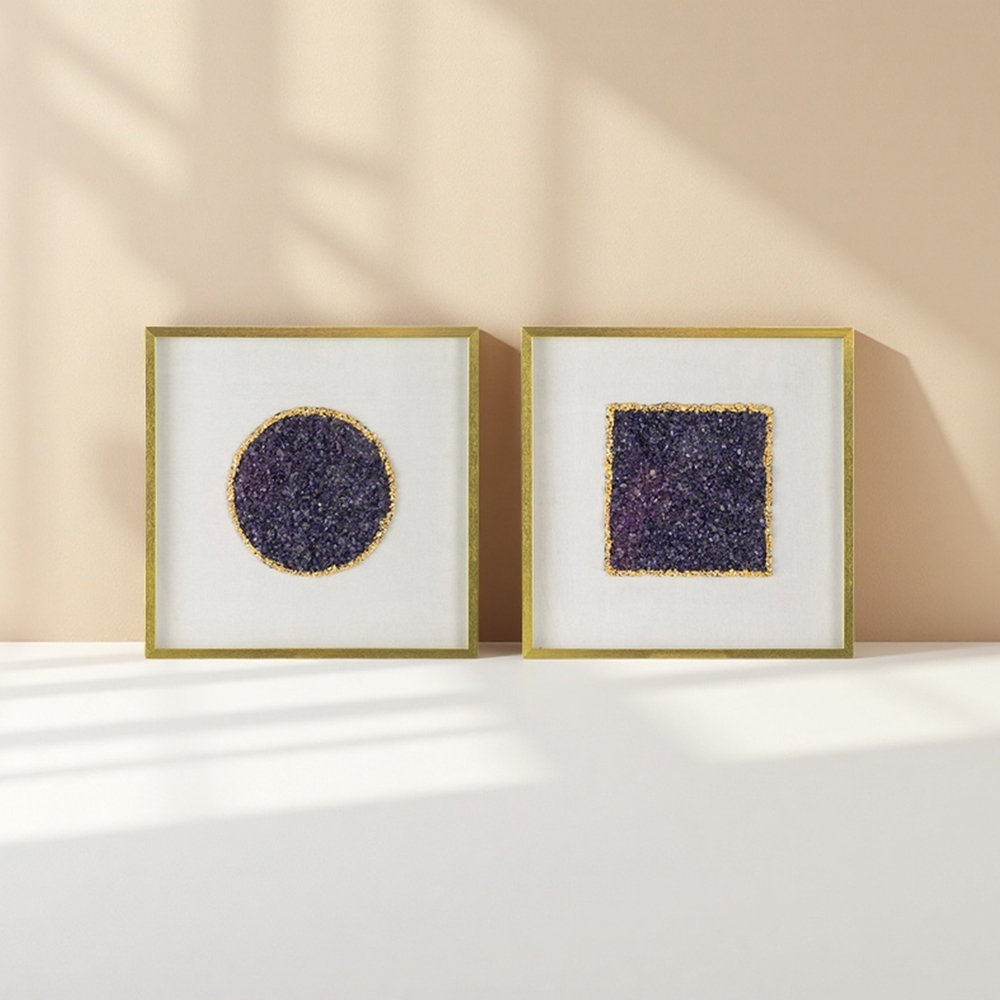Hokku Designs Set Of 2 Lillian Purple Crystal Shadow Boxes Wall Décor ...