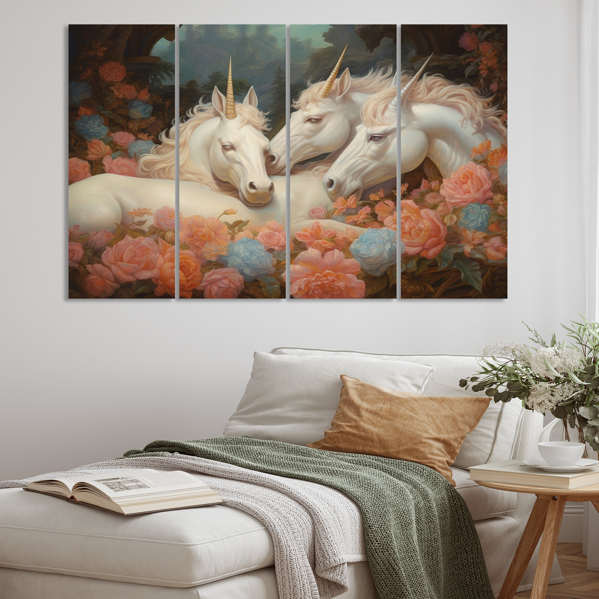 Design Art Cute Unicorns Sleeping Together In Flowerfield II - Fantasy ...