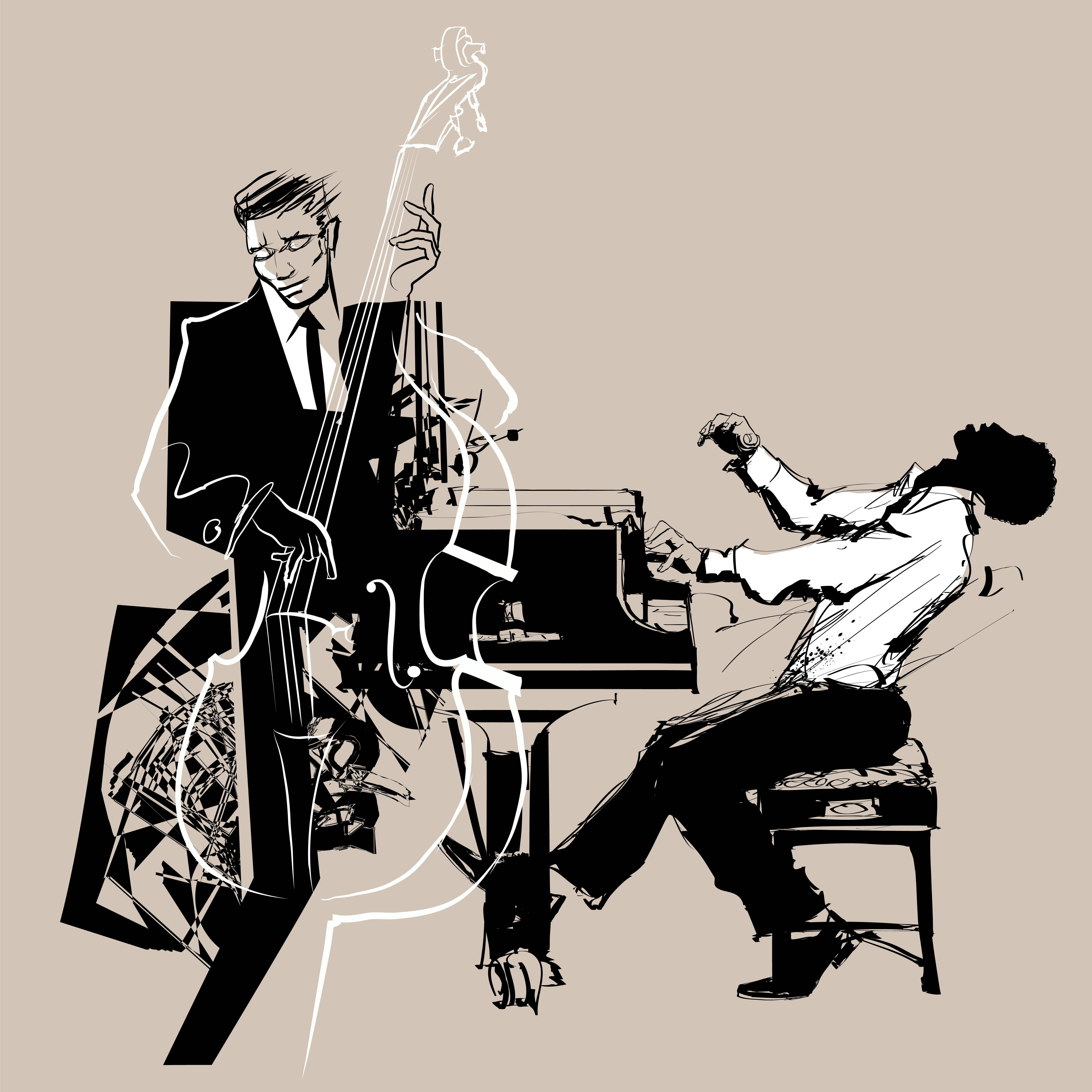 Marlow Home Co. Double Bass And Piano Player | Wayfair.ie