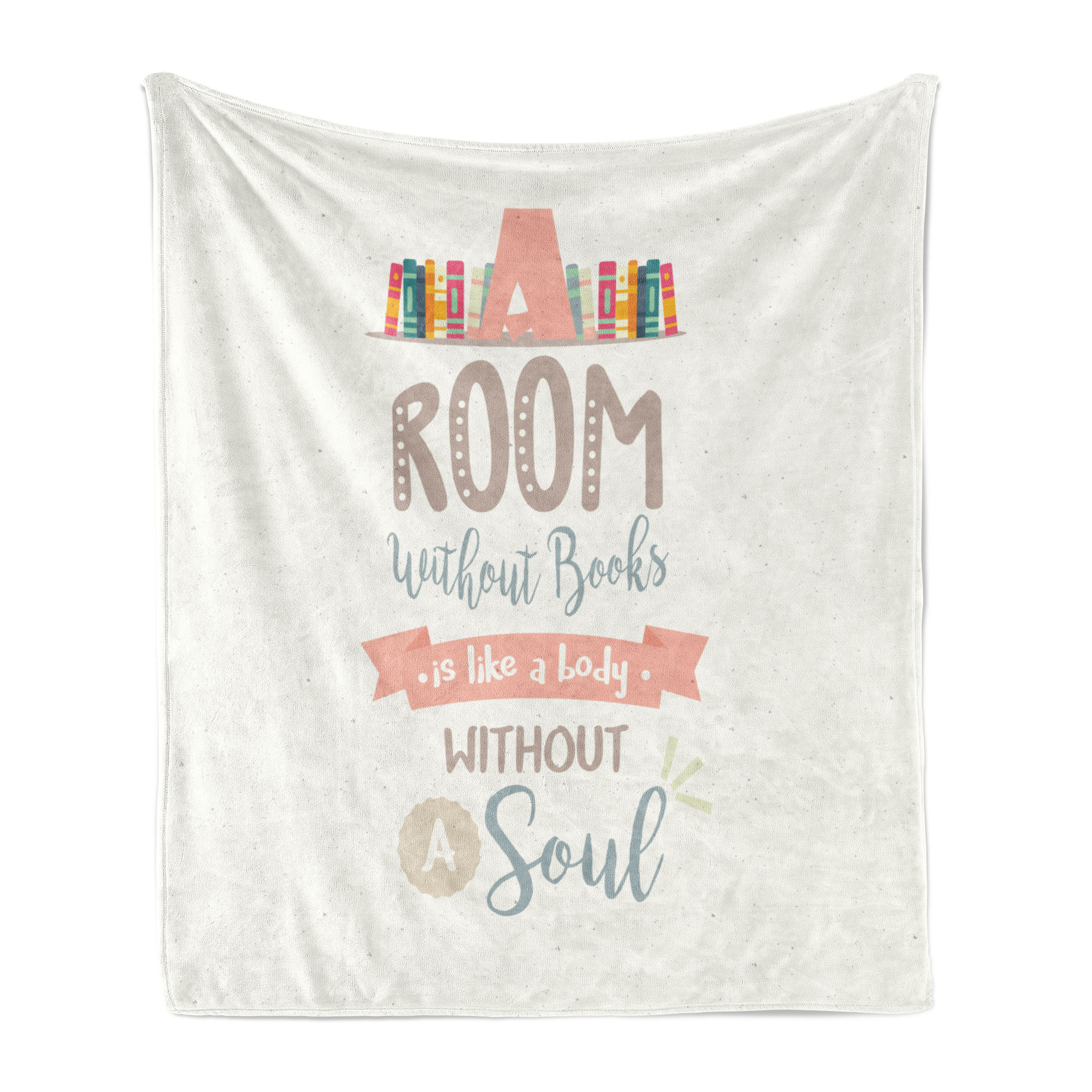 Ambesonne Book Fleece Throw Blanket Book Shelf and a Words 70"x90 ...