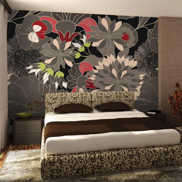 Bless international Grey Floral Theme Wall Mural - Wayfair Canada