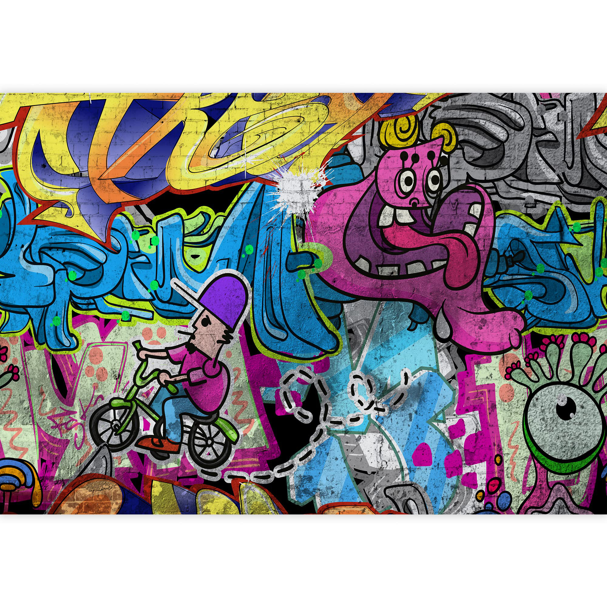 IDEA4WALL Multicolor Fantisy Creature Graffiti Large Removable Peel and ...