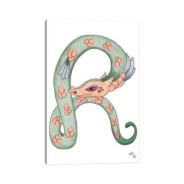 Happy Larry Monster Letter R by Might Fly Art - Wrapped Canvas Painting ...