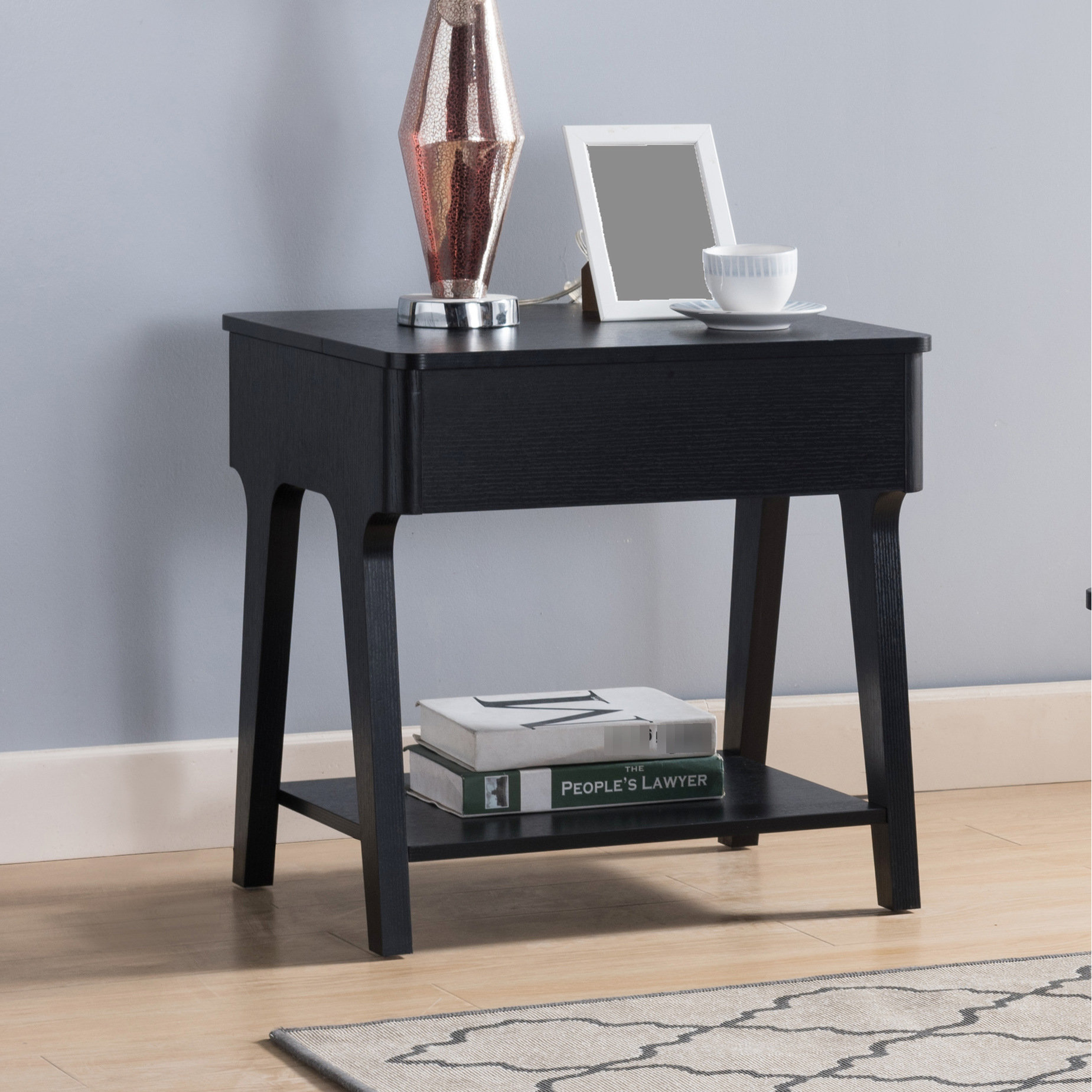 George Oliver Black Lift Tabletop End Table With Concealed Storage ...