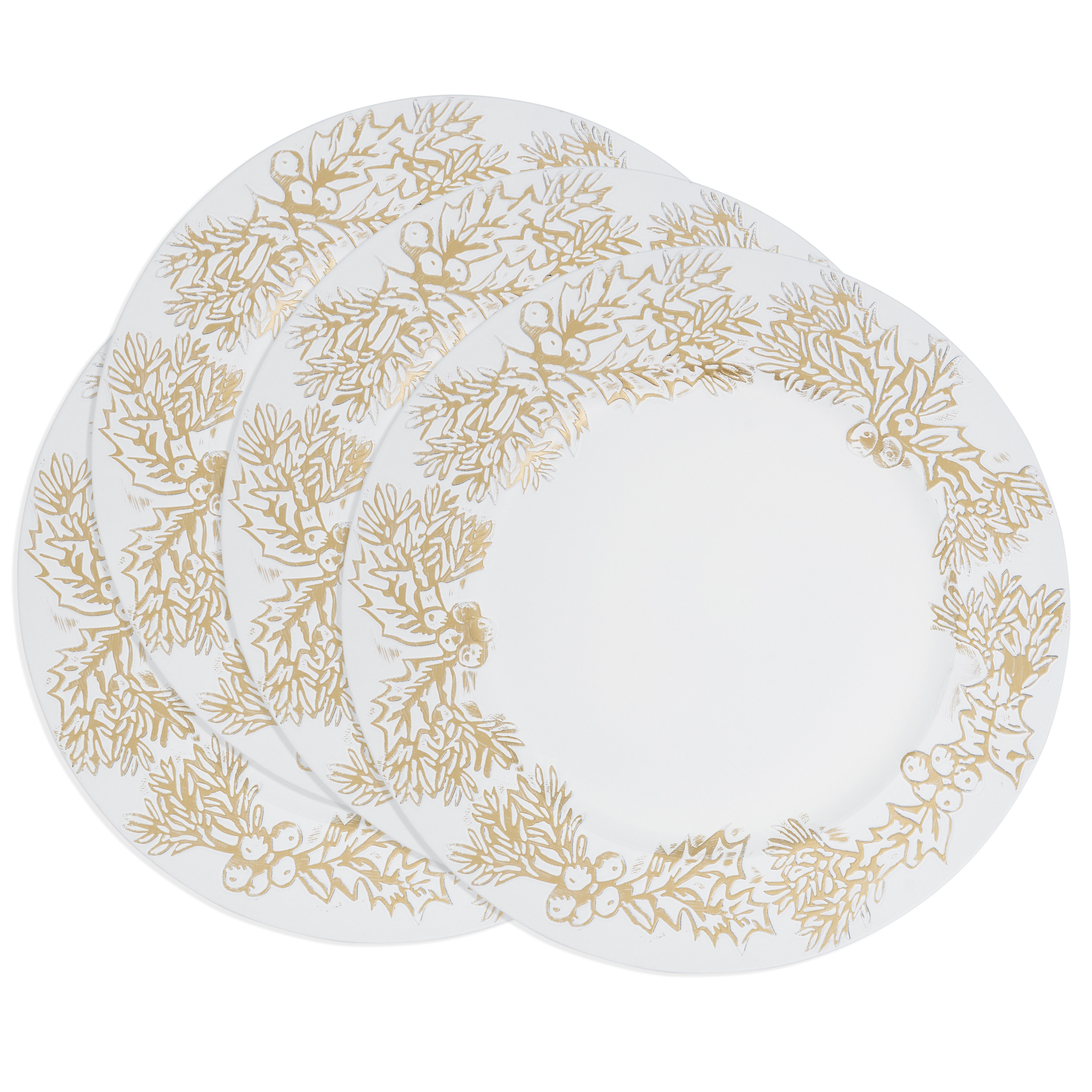 Saro Christmas Holly Berries Charger Plate (Set of 4) | Wayfair